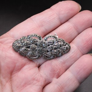 Small and Dainty Original Art Deco Chromium Plated and Marcasite Duette ...