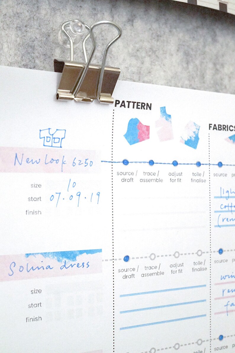 Sewing Tracker PDF Printable - Etsy