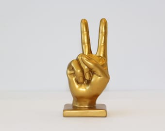 Gold Peace Hand Sign - Etsy