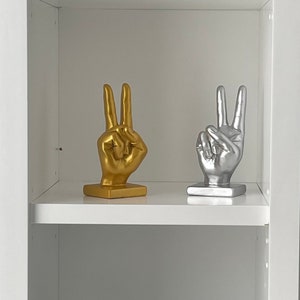 Peace Sign Hand Symbol Sculpture Gold - Etsy