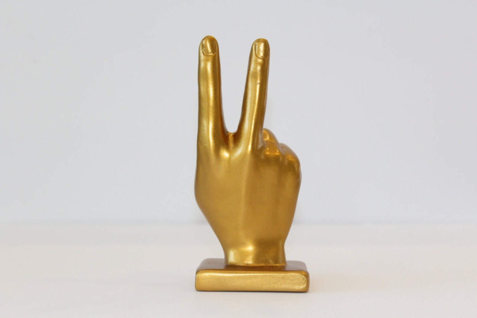 Peace Sign Hand Symbol Sculpture Gold - Etsy
