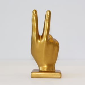 Peace Sign Hand Symbol Sculpture Gold - Etsy