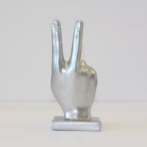 Peace Sign Hand Symbol Sculpture Silver - Etsy