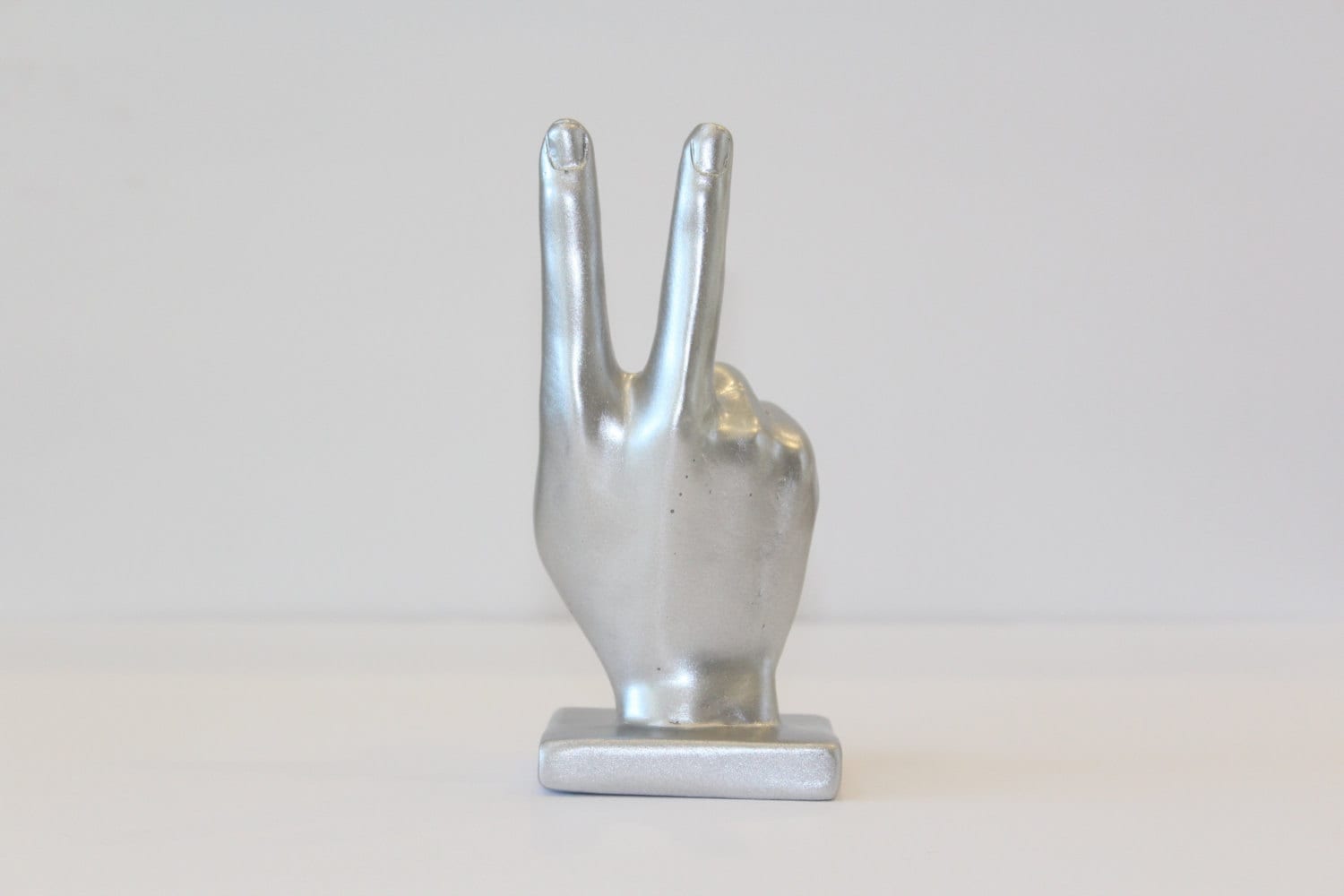 Peace Sign Hand Symbol Sculpture Silver - Etsy
