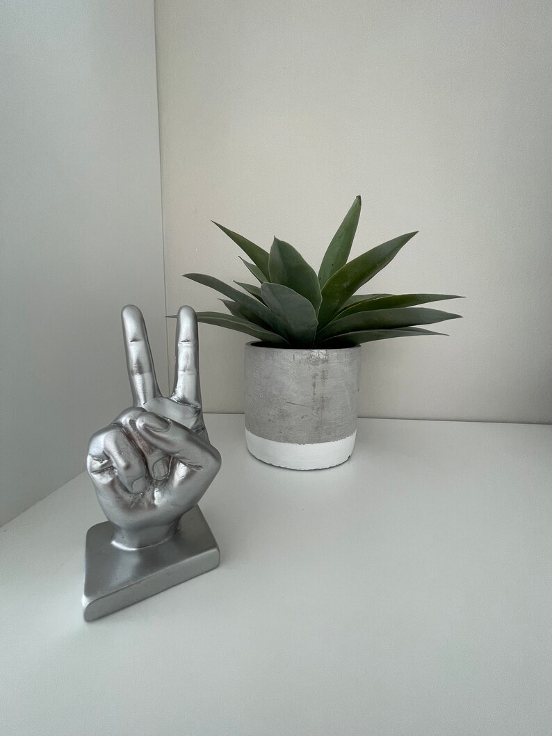 Peace Sign Hand Symbol Sculpture Silver - Etsy