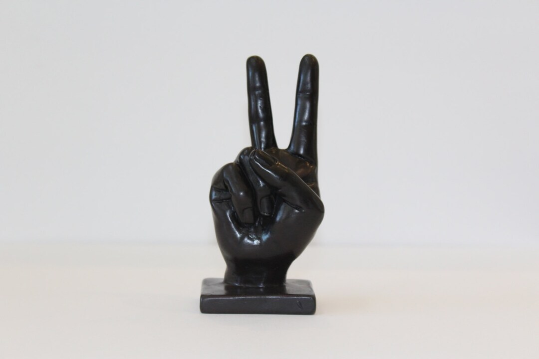 Peace Sign Hand Symbol Sculpture Chocolate-black - Etsy
