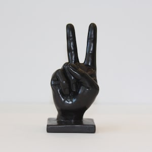 Peace Sign Hand Symbol Sculpture Chocolate-black - Etsy