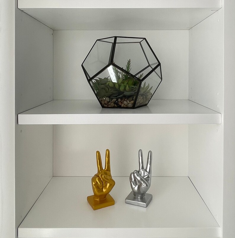 Peace Sign Hand Symbol Sculpture Silver - Etsy