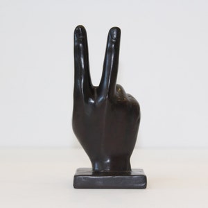 Peace Sign Hand Symbol Sculpture Chocolate-black - Etsy