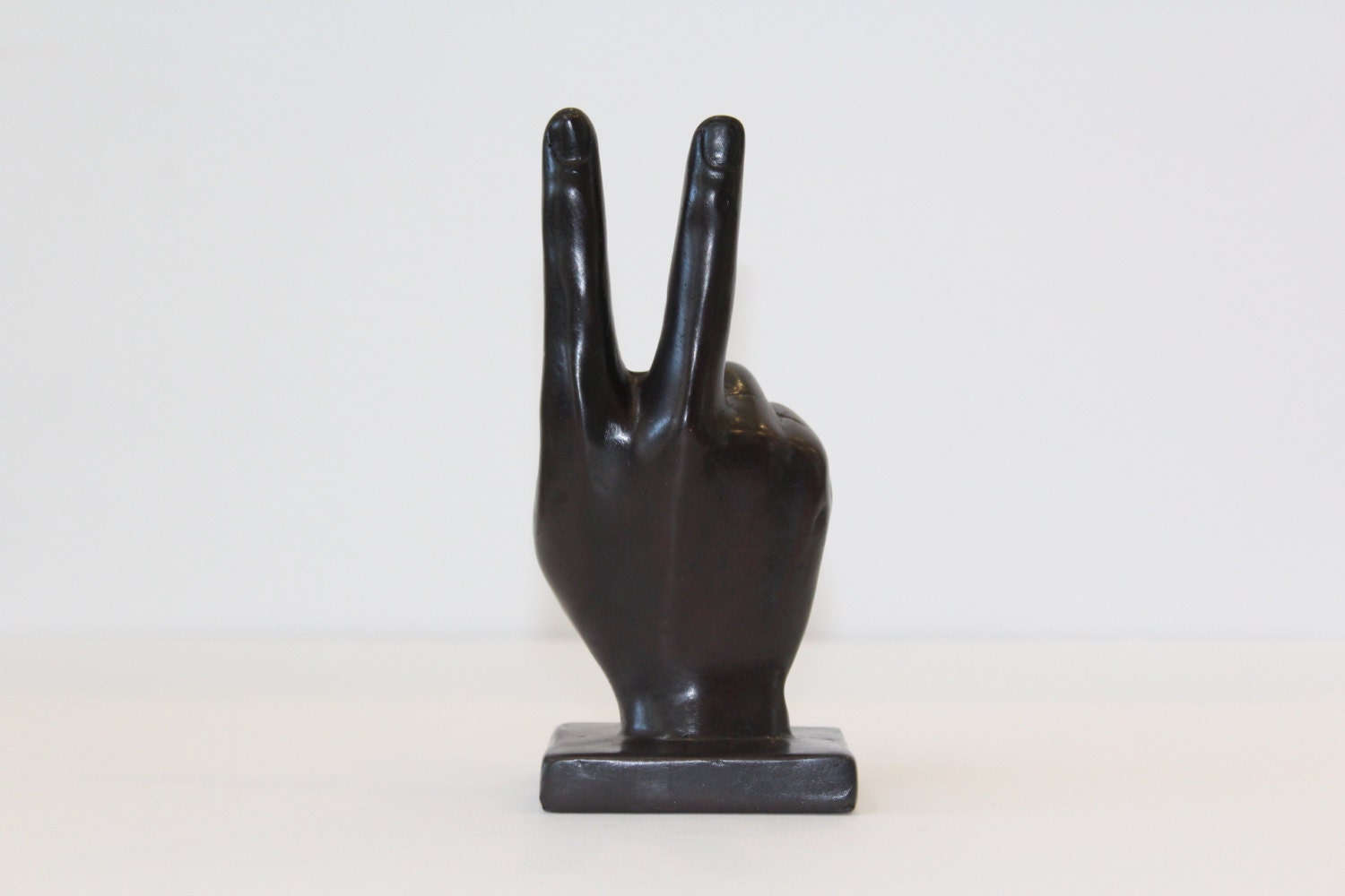 Peace Sign Hand Sculpture: Black Resin Home Decor - Etsy