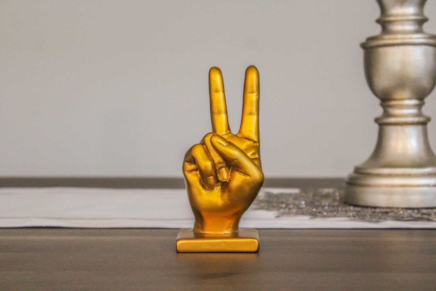 Peace Sign Hand Sculpture – Victory Gesture Decor, 3D Printed Statue ...