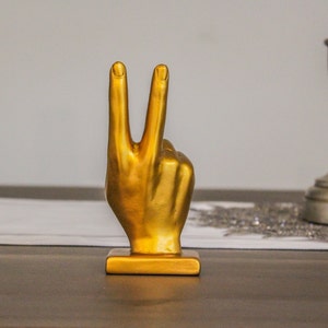 Peace Sign Hand Symbol Sculpture Gold - Etsy