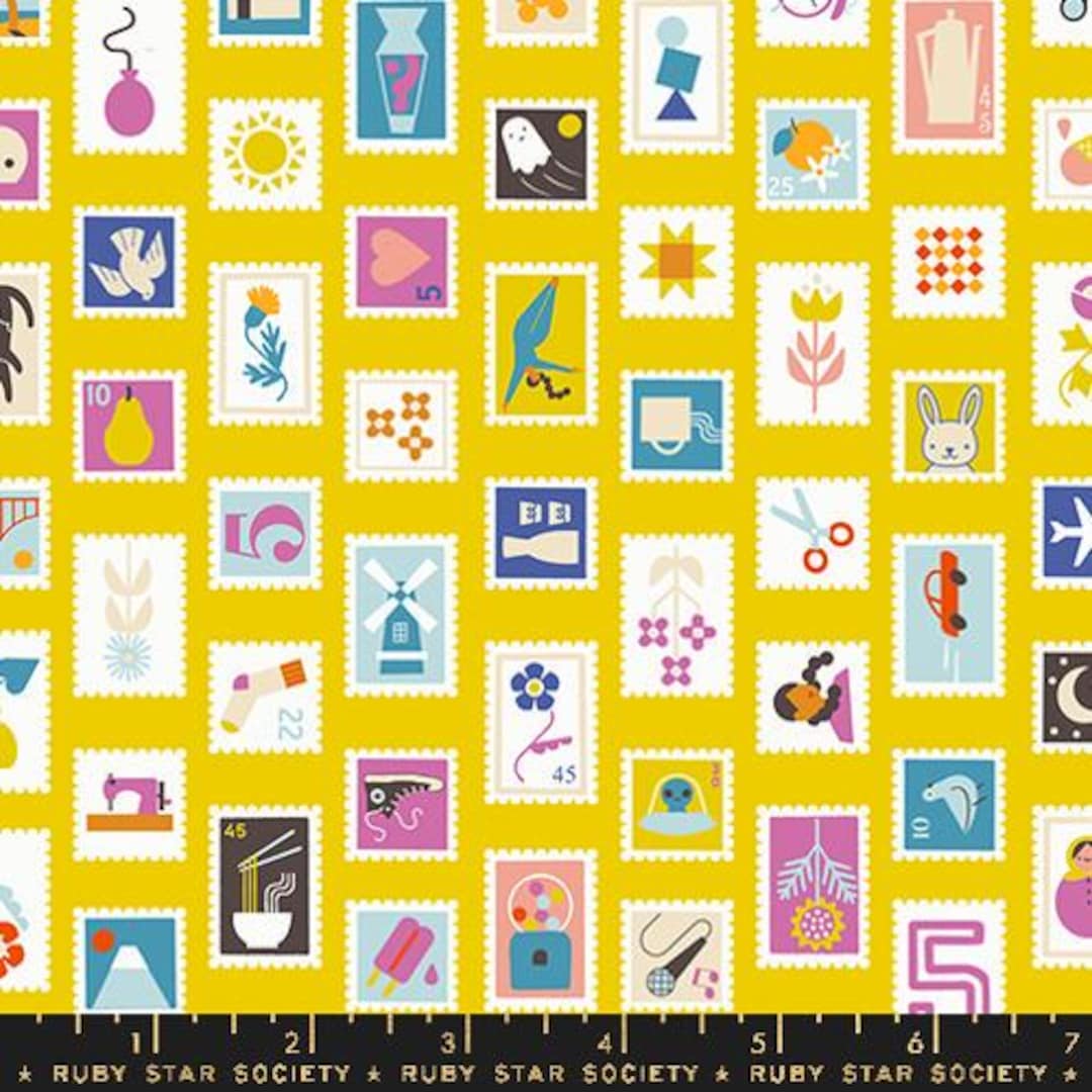 Salutations Stampy | Golden Hour | Ruby Star Society Fabric - Etsy