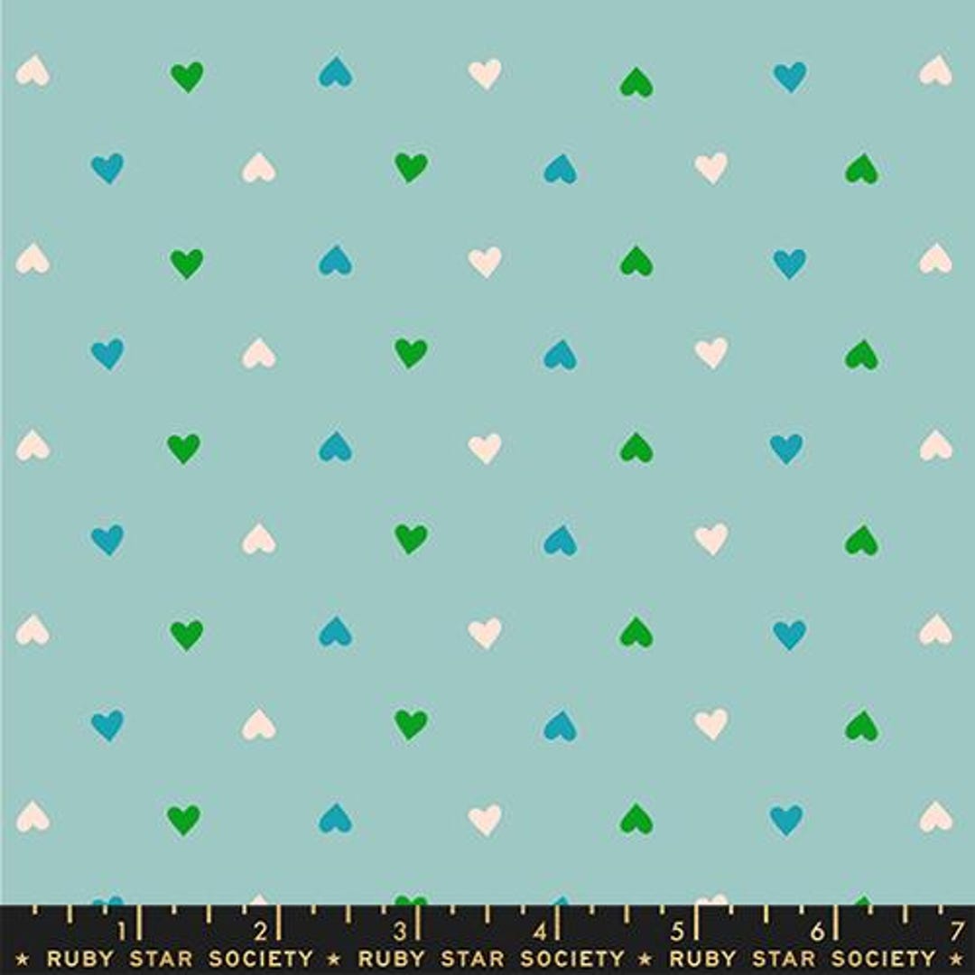 Best Day Ever | Hearts | Turquoise | Ruby Star Society Fabric - Etsy