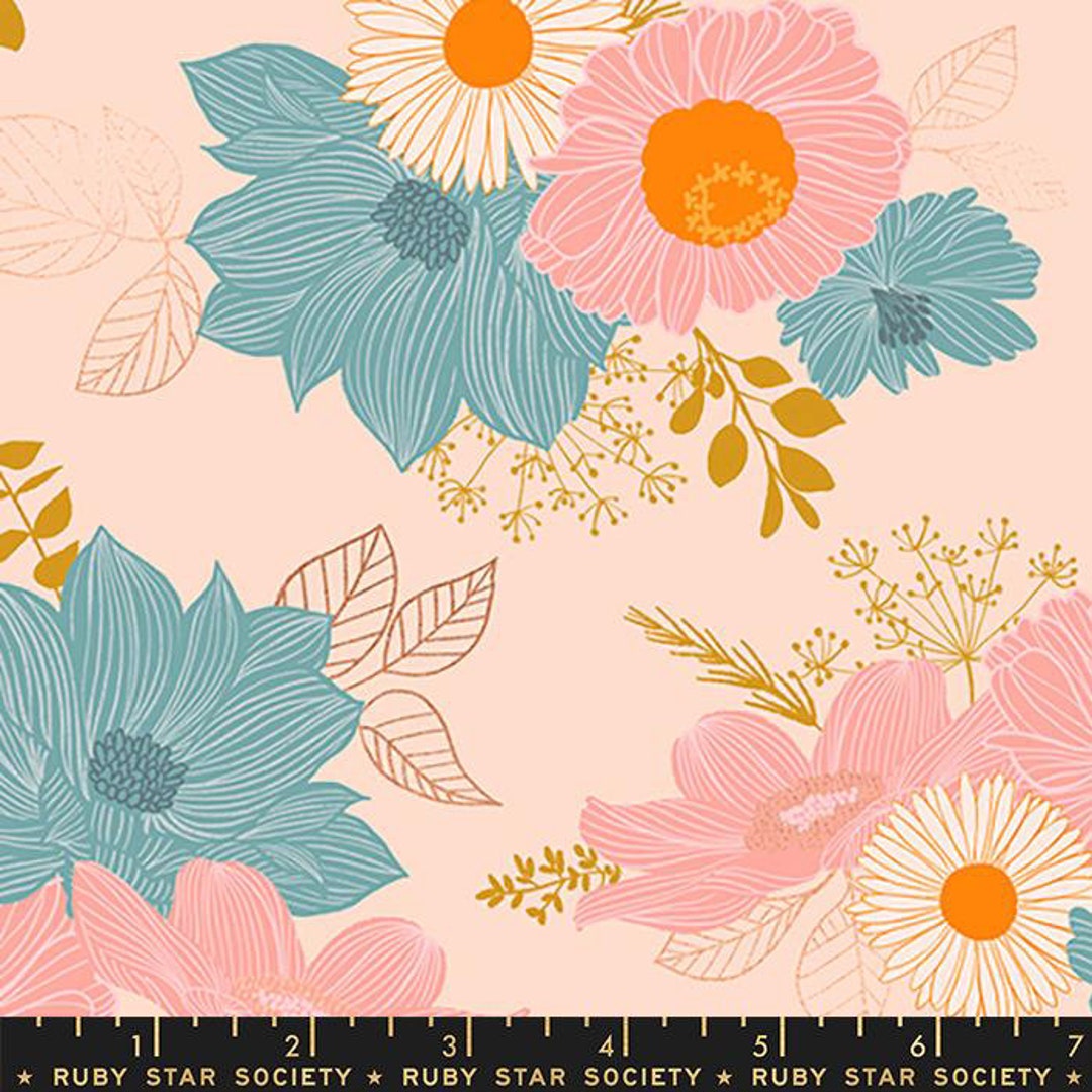 Elixir Salon Flowers (metallic Peach) Ruby Star Society Fabric - Etsy