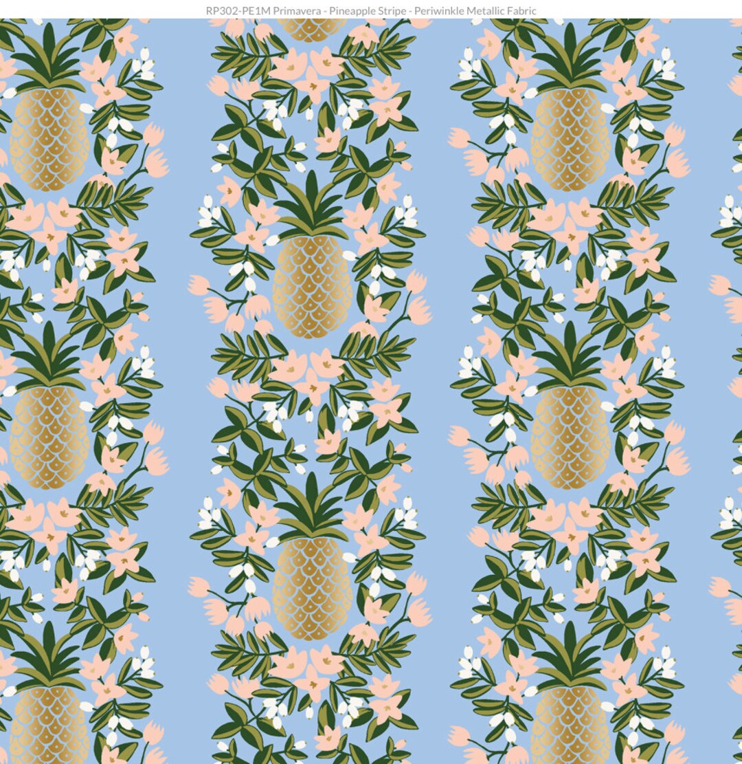 Pineapple Stripe (periwinkle Metallic) | Rifle Paper Co Fabric (1/2 ...