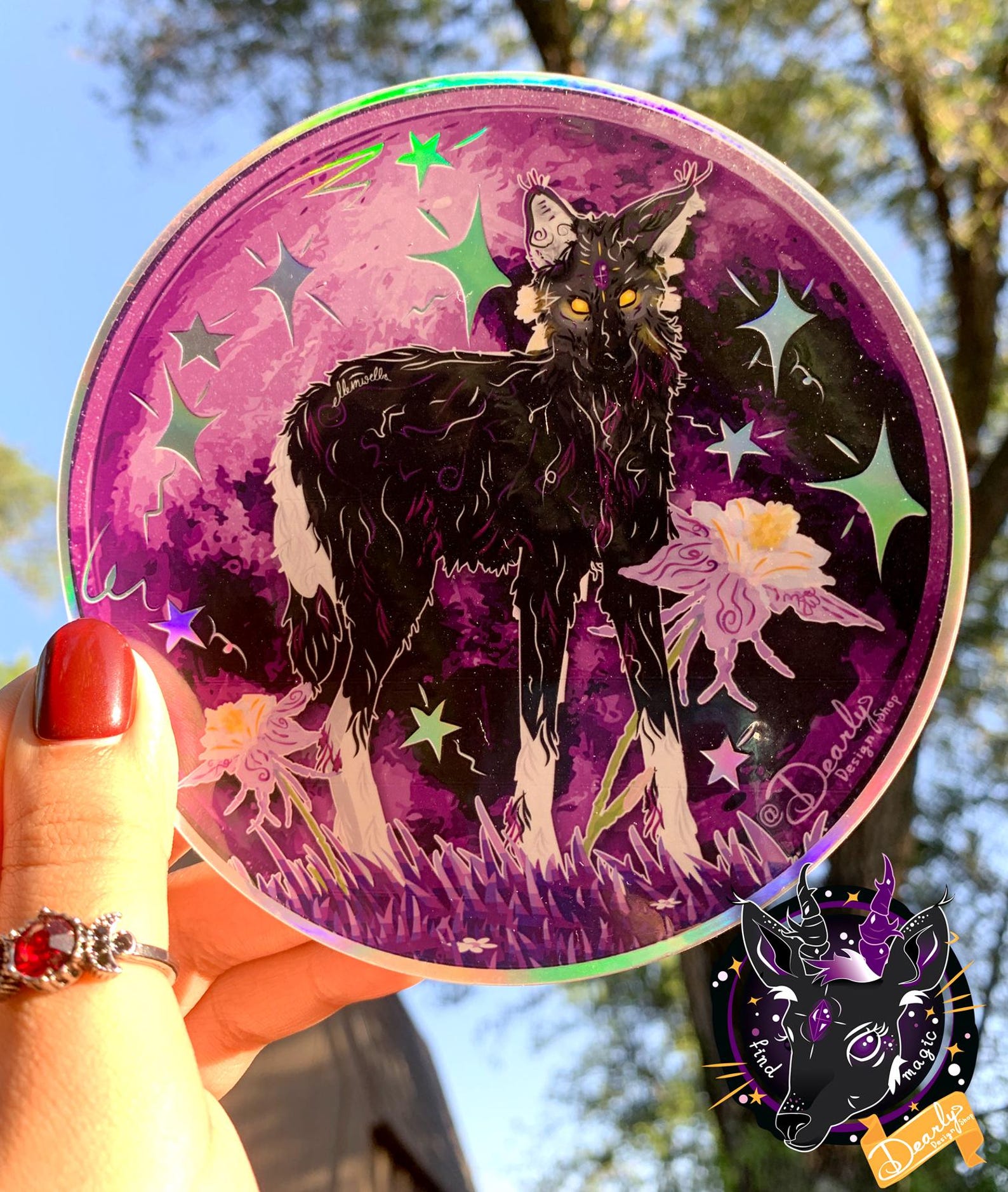 Celestial Maned Wolf & Moon Sticker – 5" Holographic Vinyl | Witchy ...