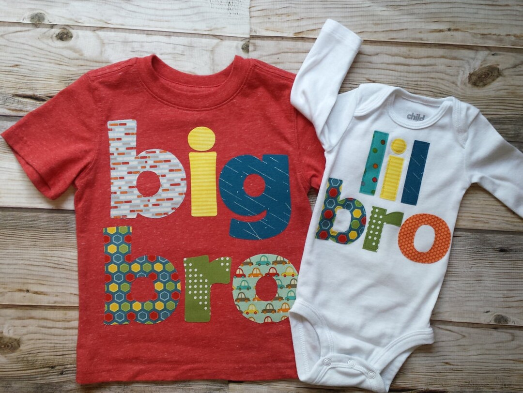 Big Bro Lil Bro Set-red Big Bro Shirt-sibling Shirts-big Brother Little ...