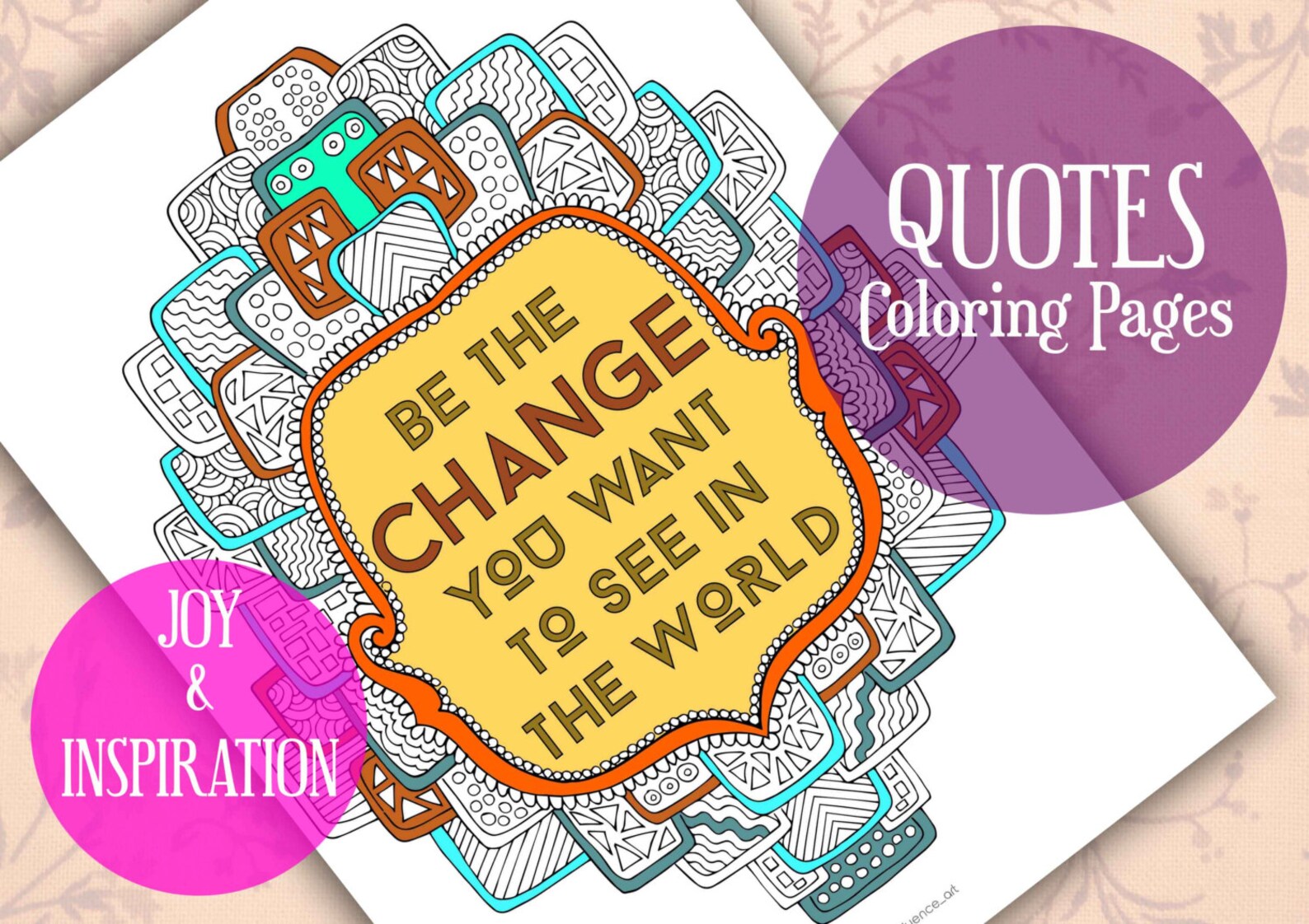 Be the Change Quote Coloring Pages Adult Coloring Pages | Etsy