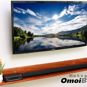 Mahogany Wood Floating Soundbar Shelf | Sound Bar Stand | Soundbar Wall ...