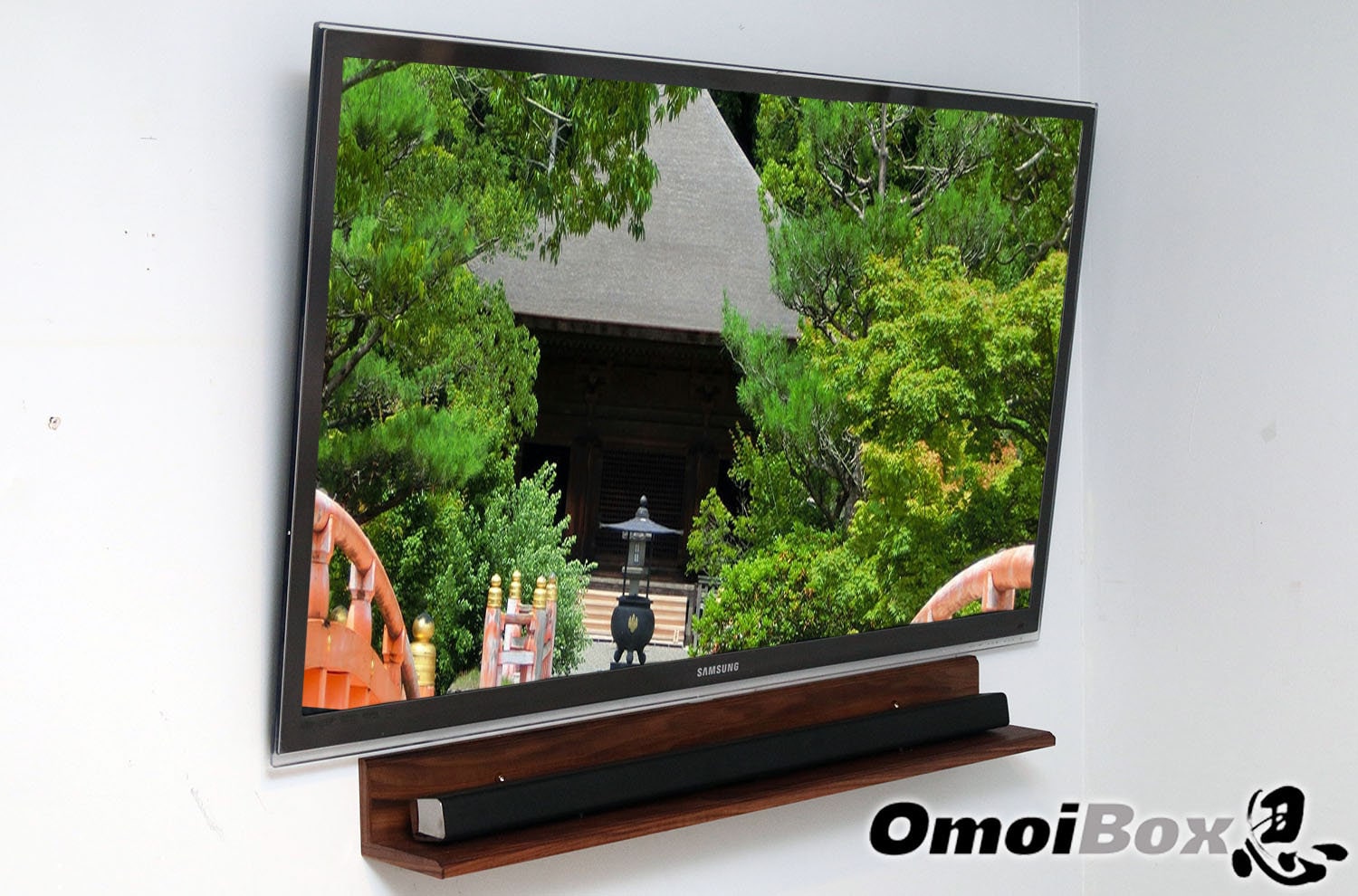 Walnut Wood Floating Soundbar Shelf Sound Bar Stand Soundbar Wall Shelf ...