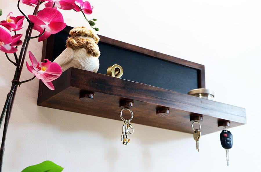 Magnetic Wall Key Holder - Multipurpose Decorative Wooden - Chalkboard ...