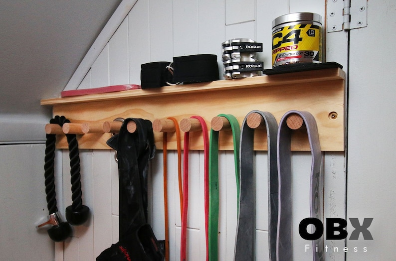 Multi-purpose Home Gym Wall Shelf | Wood Hanger, Holder, Organizer ...