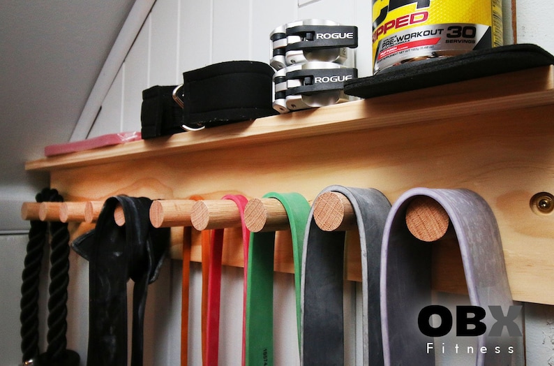 Multi-purpose Home Gym Wall Shelf | Wood Hanger, Holder, Organizer ...