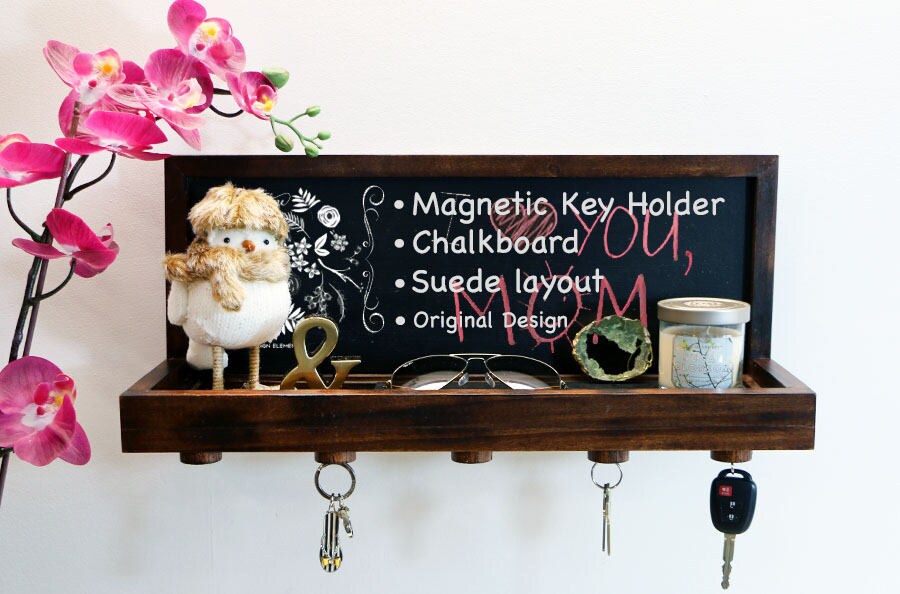 Magnetic Wall Key Holder - Multipurpose Decorative Wooden - Chalkboard ...