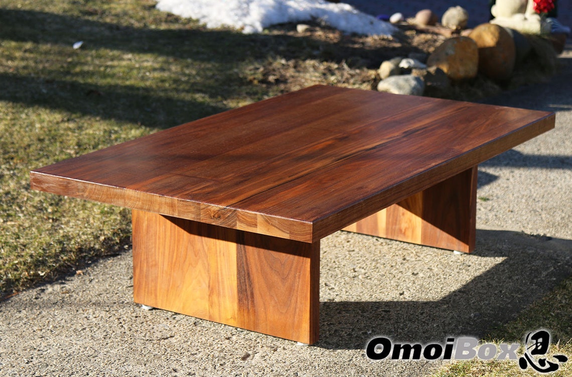 Modern Walnut Coffee Table - Rectangle. Low Profile | Light Wood Coffee ...