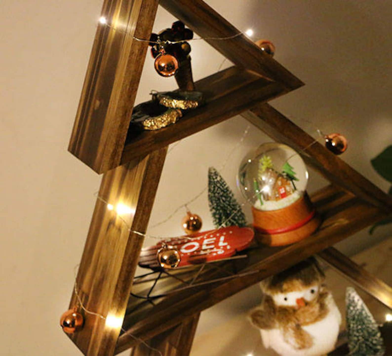Wooden Christmas Tree Shaped Shelf - 3 Tiers Large Xmas Tree - Wall ...