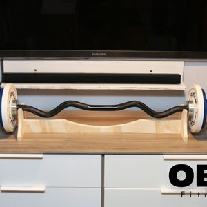 OBX Wooden Curl Bar Stand | Curl Bar Storage Rack | Home Gym Organizer ...