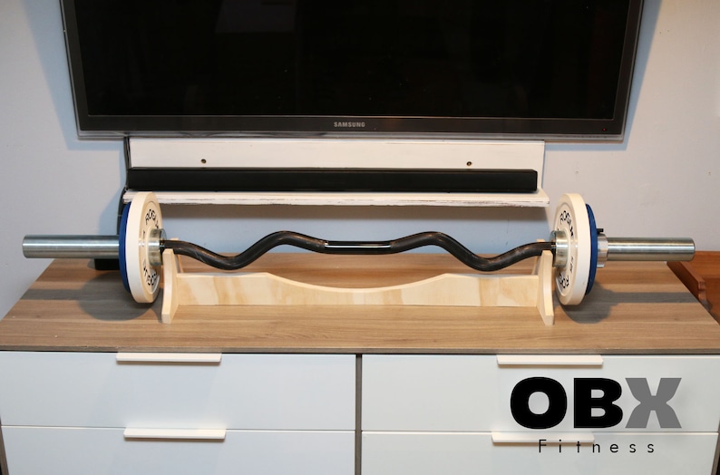 OBX Wooden Curl Bar Stand | Curl Bar Storage Rack | Home Gym Organizer ...