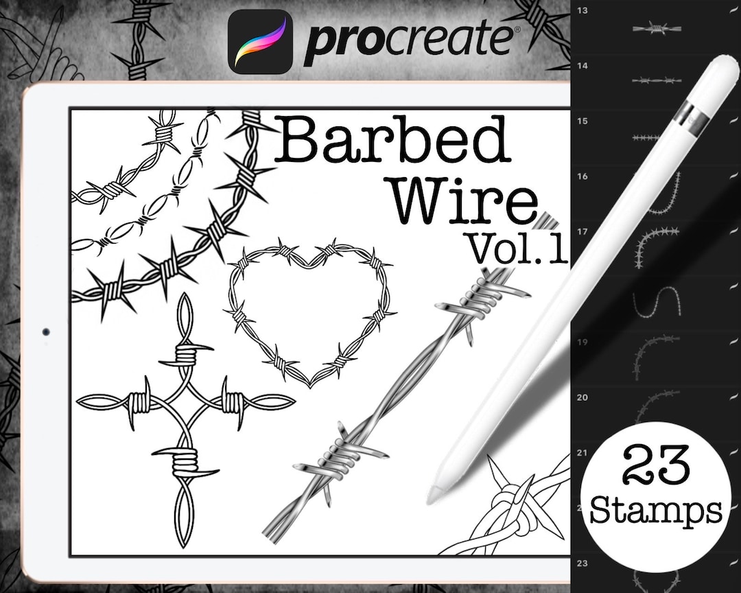 Barbed Wire Vol. 1 | Procreate Stamp Brushes - Etsy