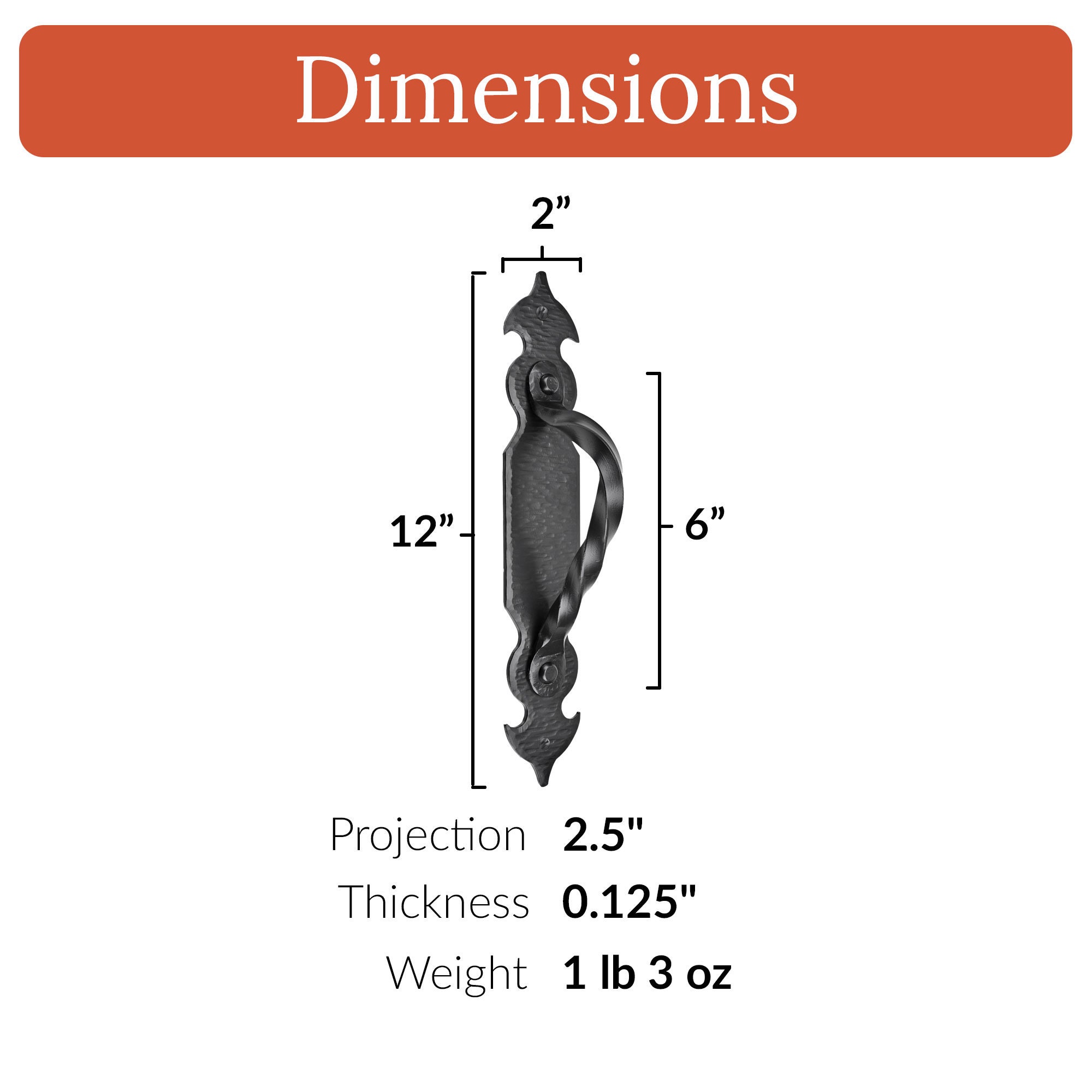 12" Forged Iron Decorative Handle Pull Grab Bar for Barn Doors ...