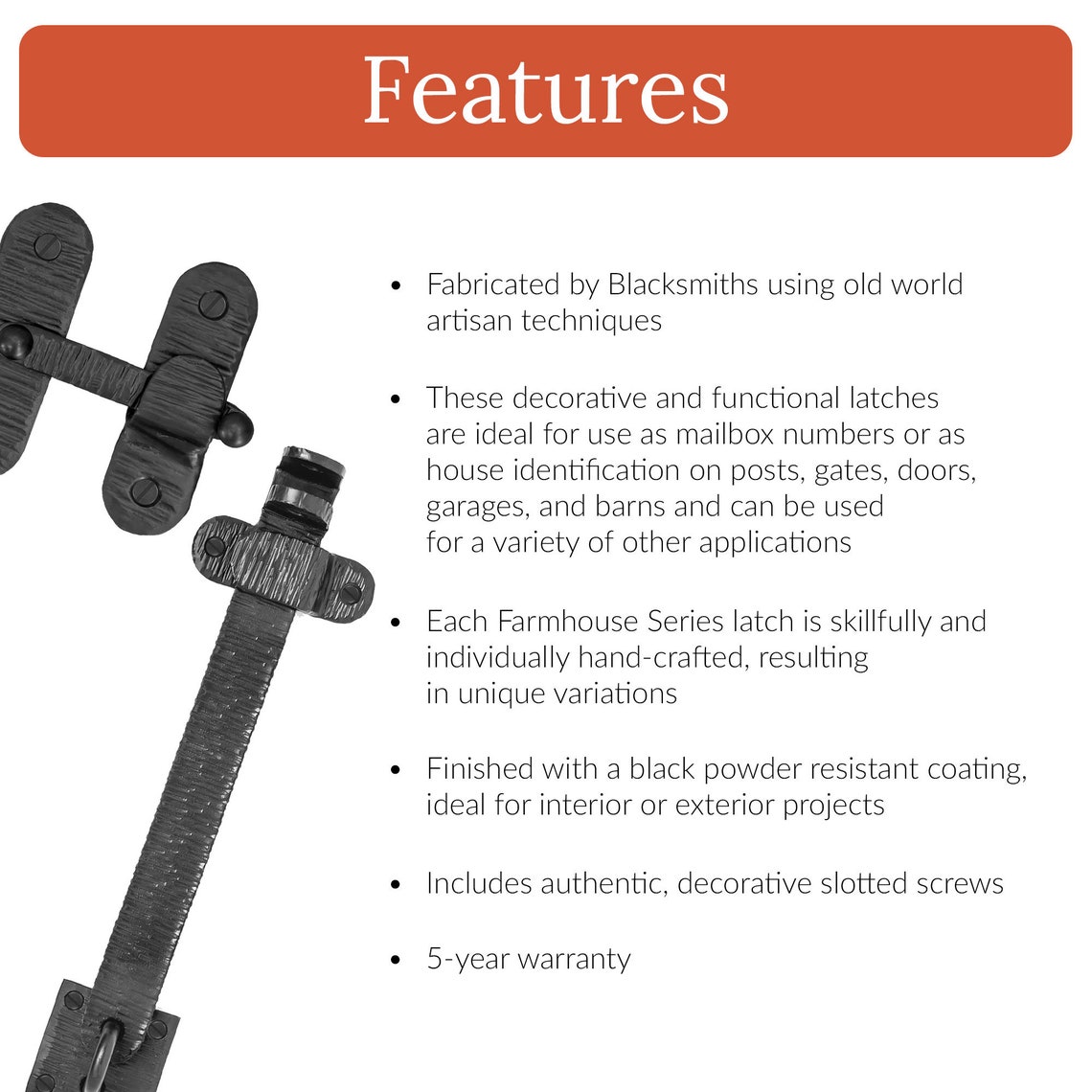 12” Forged Iron Decorative Bar Latch Lock for Stable Barn Doors & Large ...