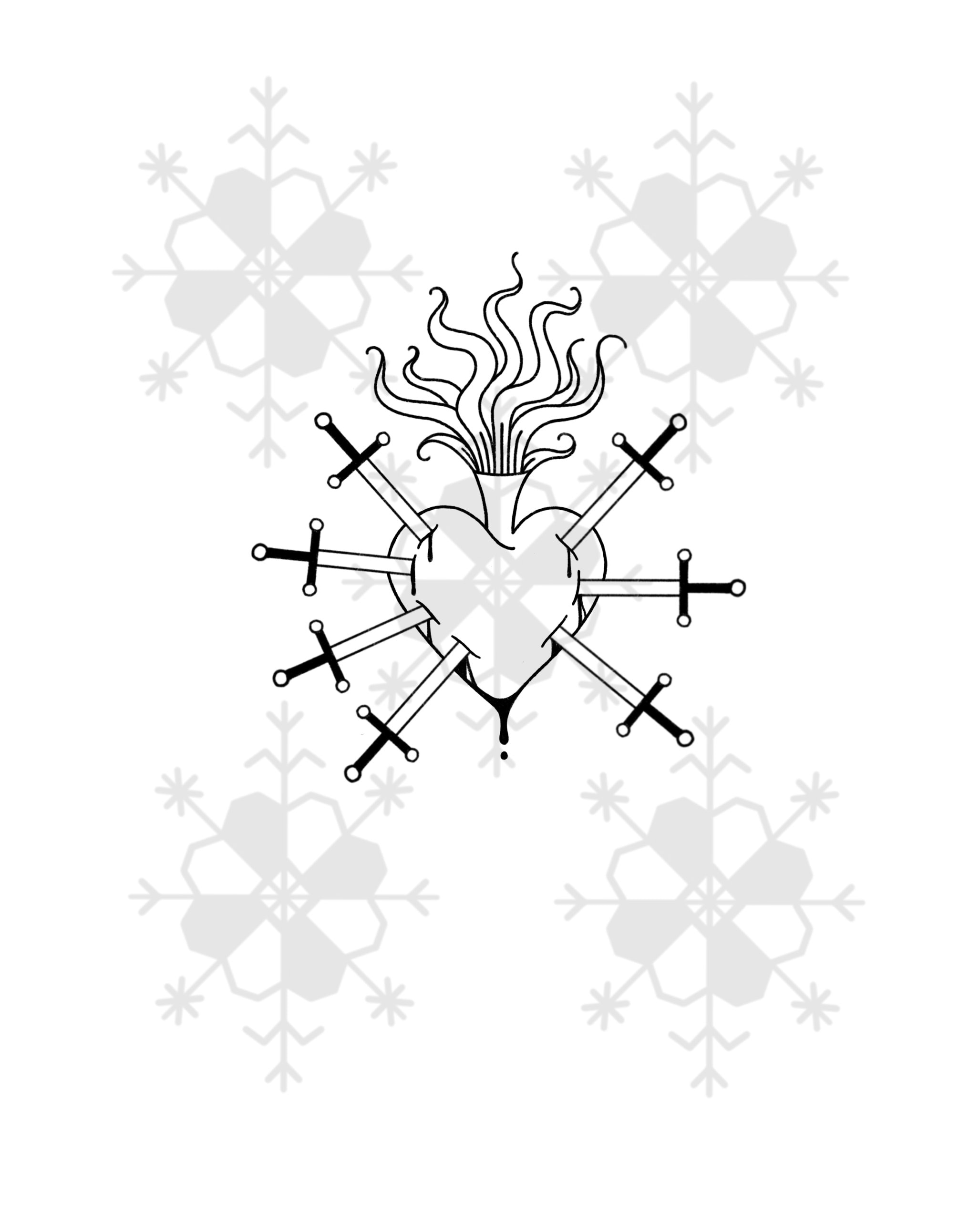 Seven Sorrows Sacred Heart - Tattoo Flash - Etsy
