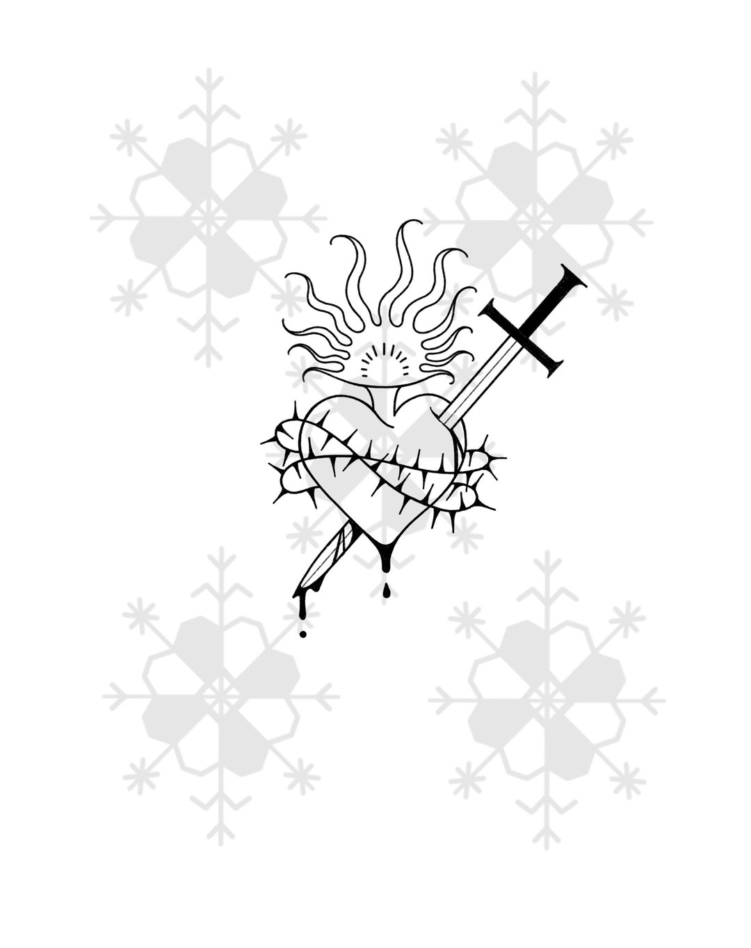 Thorn Sacred Heart - Tattoo Flash - Etsy
