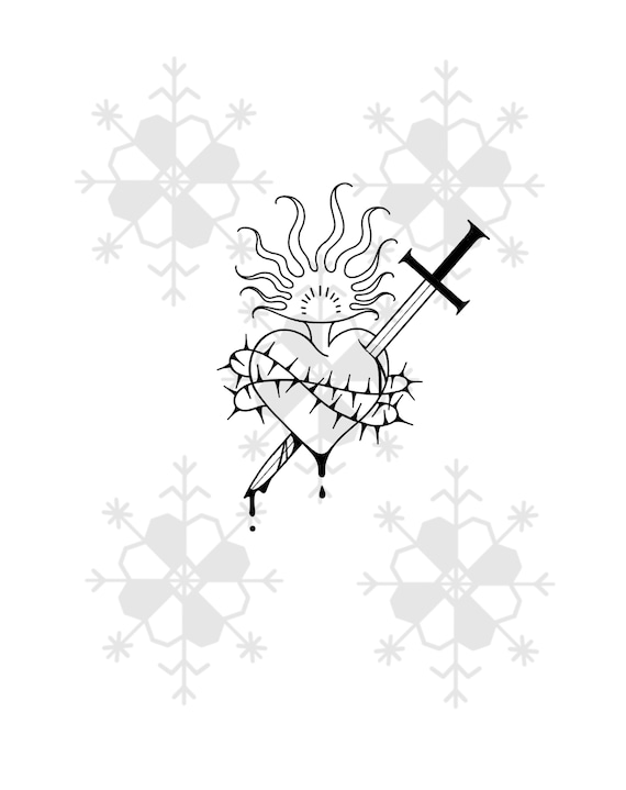 Thorn Sacred Heart Tattoo Flash | Etsy