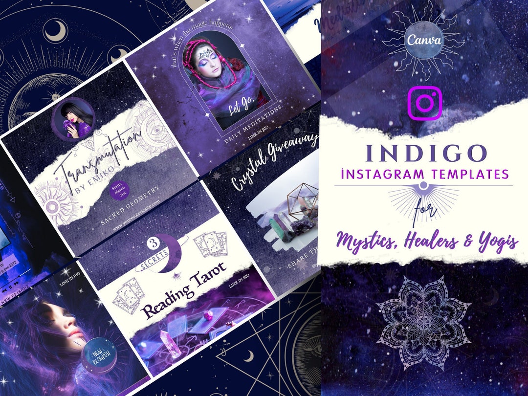 Indigo Blue Templates, Witchy, Yoga Templates, Spiritual Healer Insta ...