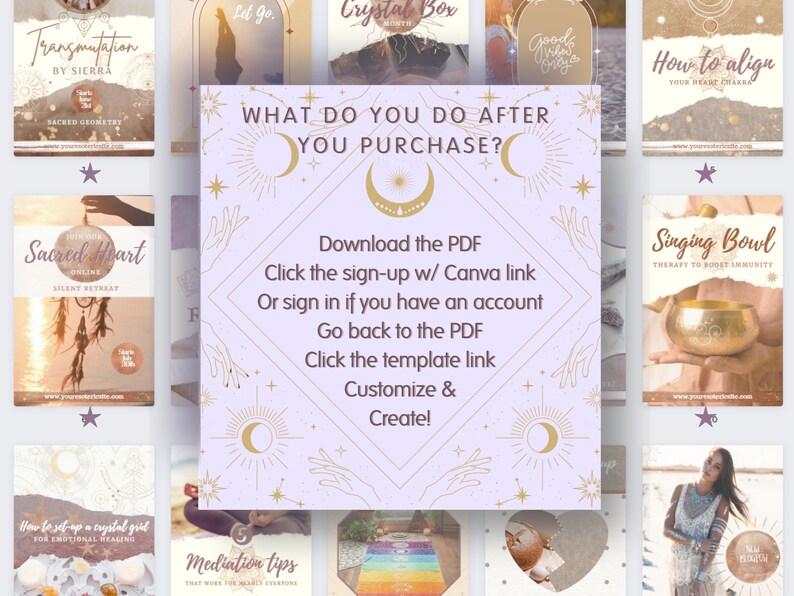 15 Esoteric, Mystic, Alchemist, Yoga, Tarot, Healer, Purple, Editable ...