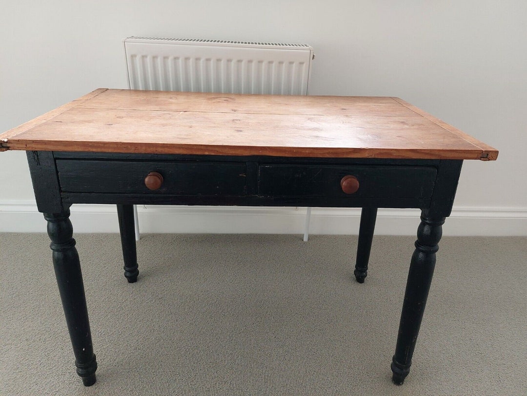 A Charming Small Victorian Pine Table With 2 Drawers in Vintage ...