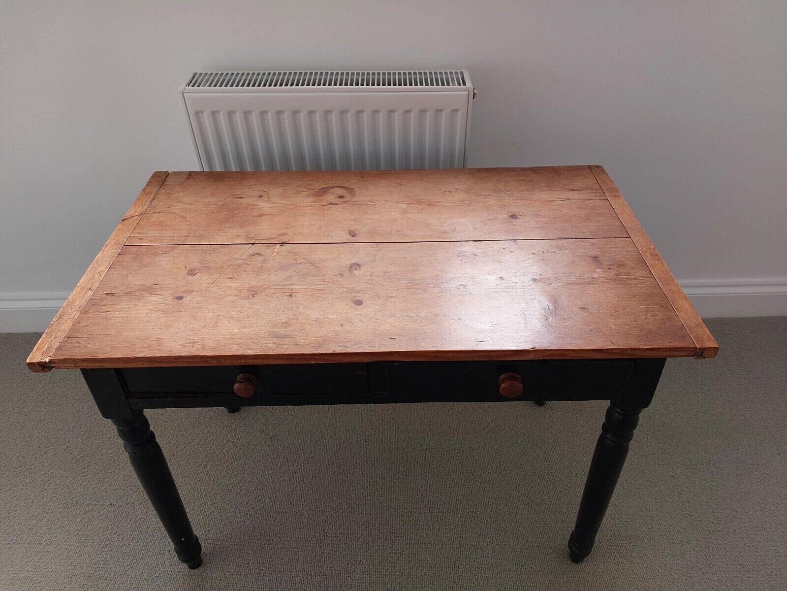 A Charming Small Victorian Pine Table With 2 Drawers in Vintage ...