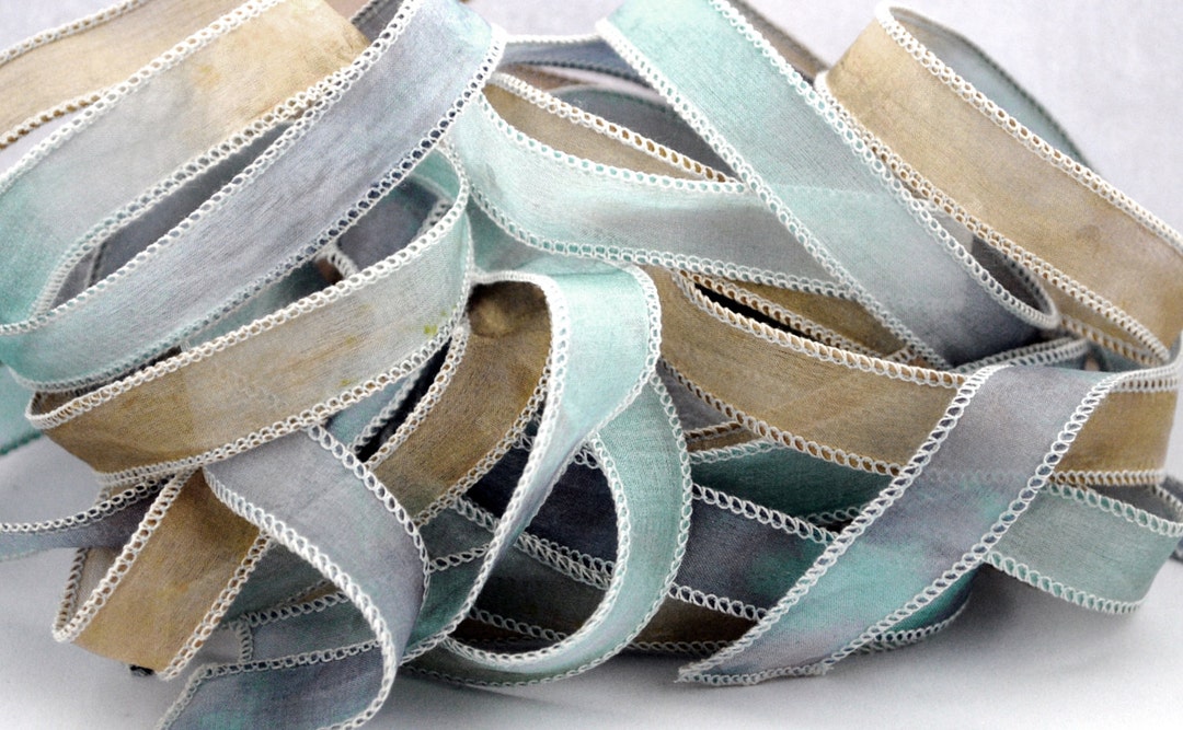Hand Dyed Silk Ribbon- Silk Ribbon- Habotai- Silk Wrap Bracelet-ruban ...