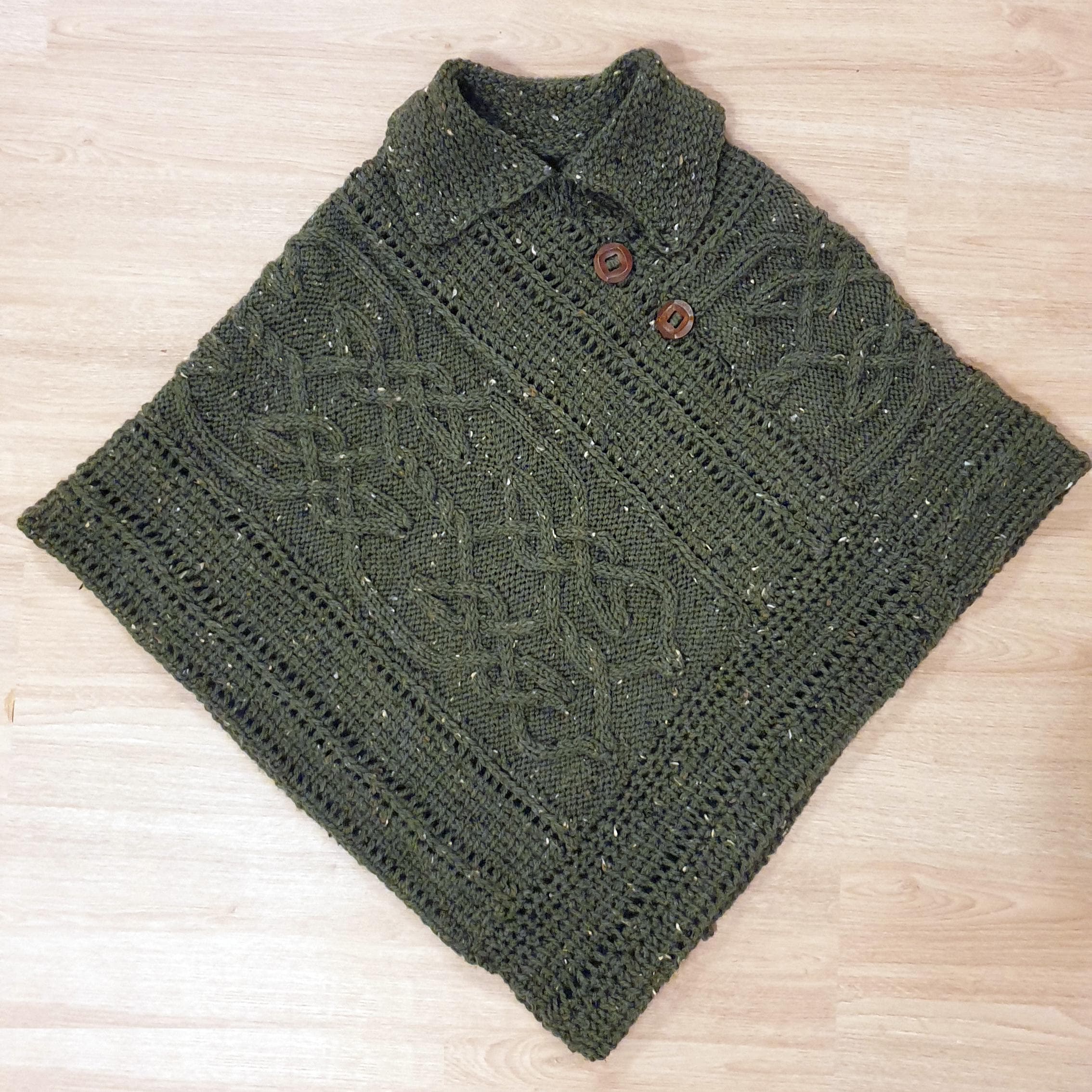 Irish / Viking Cabled Poncho With Tunisian Crochet Detail, Aran Celtic ...