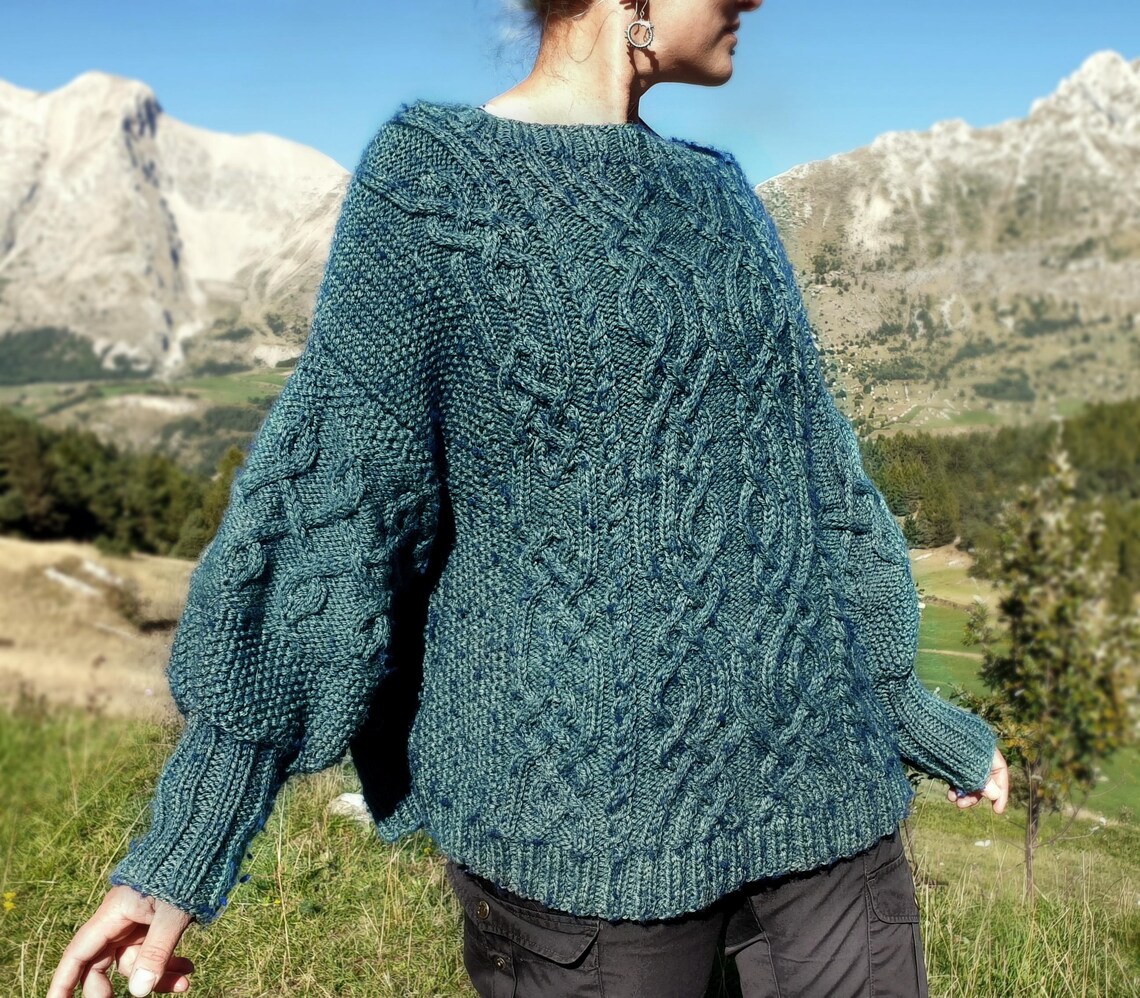 Classic Aran Knitted Jumper Pattern With Viking / Celtic Cables, Easy ...