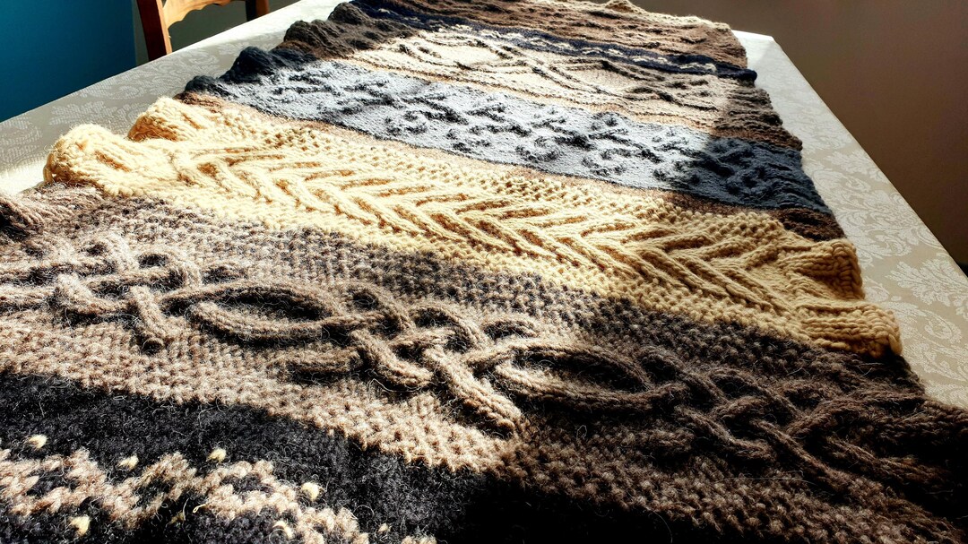 Aran Cable Sampler Wrap With Irish Cables and Fair Isle Motifs - Etsy