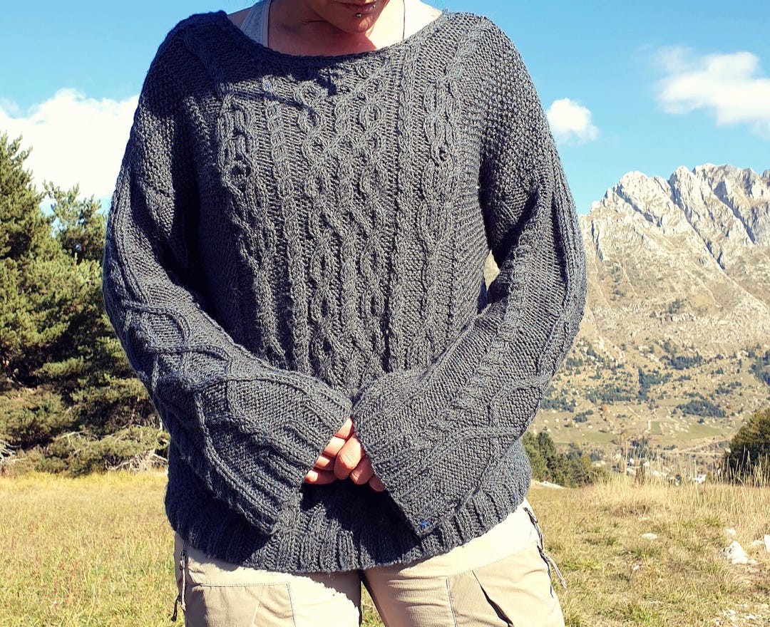 Easy Aran Knitted Jumper Pattern With Viking / Celtic Cables, Saddle ...