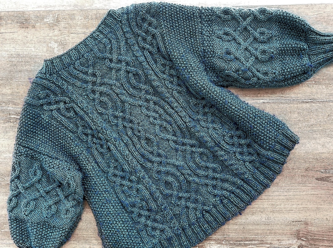Classic Aran Knitted Jumper Pattern With Viking / Celtic Cables, Easy ...