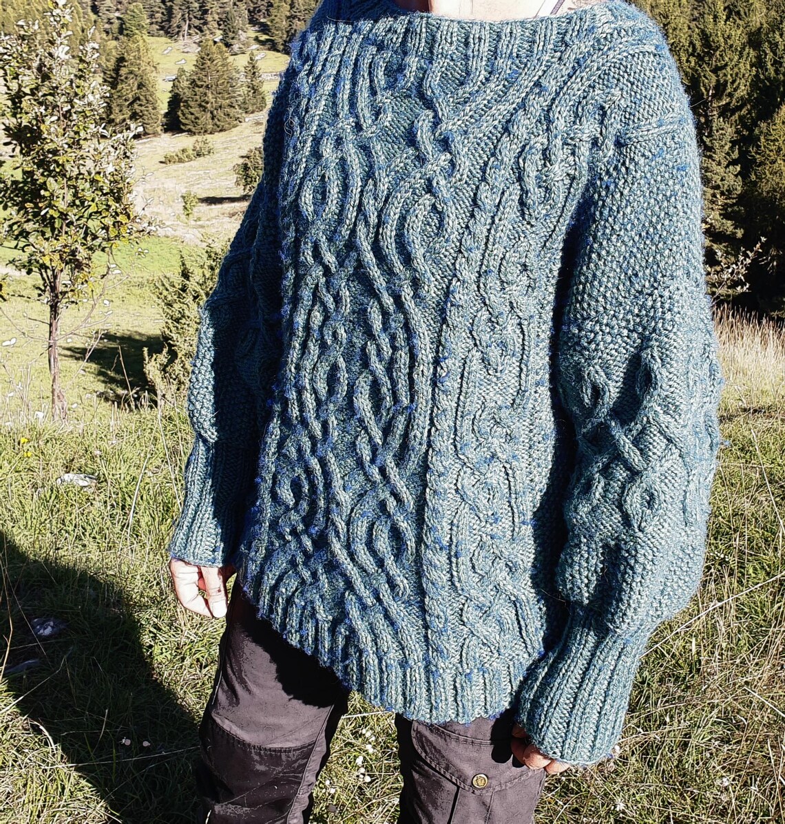 Classic Aran Knitted Jumper Pattern With Viking / Celtic Cables, Easy ...